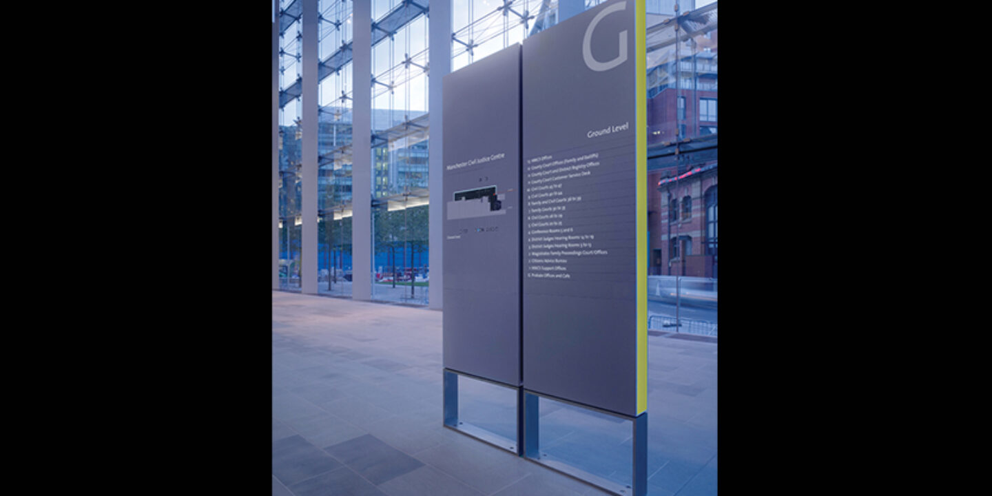 Manchester Civil Justice Centre Signage - SEGD - Designers of Experiences